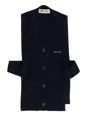 Miu Miu Miu Miu Cashmere V-Neck Cardigan With Logo Detail Multicolor