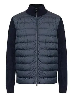 MONCLER MONCLER Ribbed Knit Padded Front High Neck Zip Cardigan