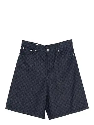 Dries Van Noten Patterned Denim Shorts - Blue