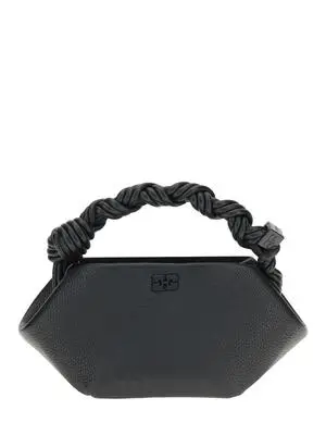 GANNI Bou Mini Handbag In Textured Leather - Black