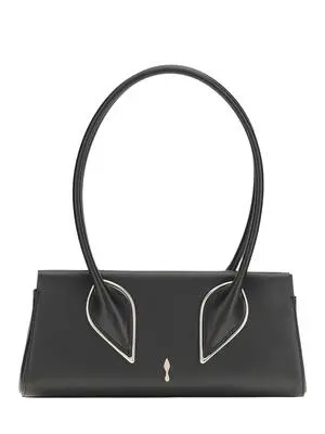 CHRISTIAN LOUBOUTIN Venus Shoulder Bag In Calfskin Leather With Gold Accents - Black