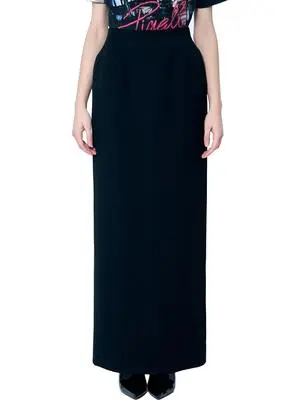 Balenciaga Hourglass Maxi Skirt In Wool - Black