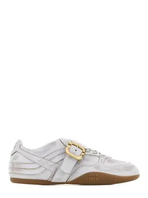 Miu Miu Chalk Leather Gymnasium Sneakers - White