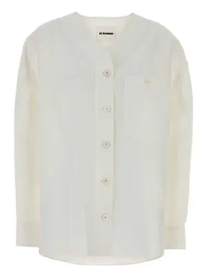 JIL SANDER JIL SANDER Linen Blend Oversize Shirt White