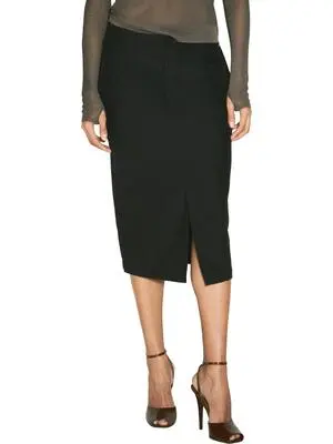 Saint Laurent Silk Pencil Skirt - Black