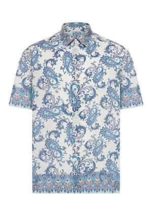Etro Etro Men Oversized Cotton Muslin Shirt With Floral Paisley Pattern Multicolor