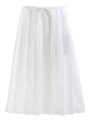 Prada Pleated Midi Skirt With Drawstring Waist - Multicolor