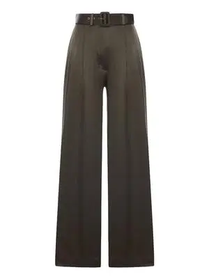 Zimmermann Wide Leg Silk Trousers With Belt - Green