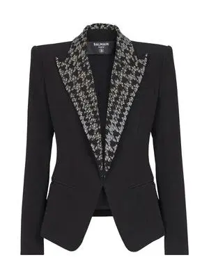 Balmain Embroidered Lapel Six-button Blazer - Black