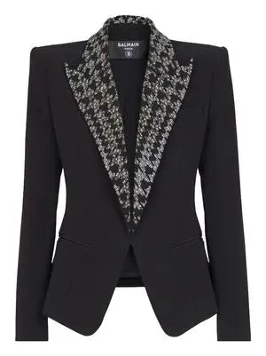 Balmain Embroidered Lapel Six-button Blazer - Black