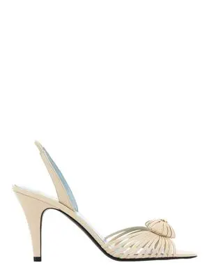 Valentino Garavani Ivory Leather Strappy Slingback Sandals - White