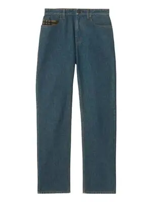 Burberry Denim Straight-leg Jeans With Check Detail - Blue
