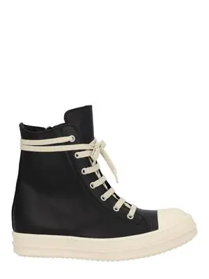Rick Owens Leather Lace-up High Top Sneakers - Black