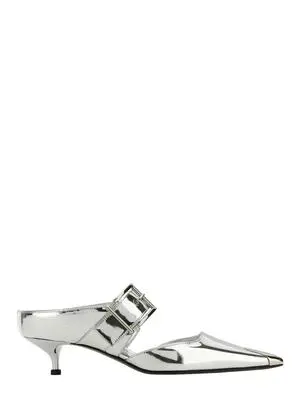 Alexander McQueen Leather Punk Pumps - Silver
