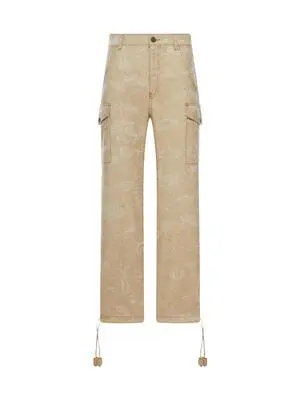 Etro Jacquard Cargo Trousers With Floral Pattern - Cream