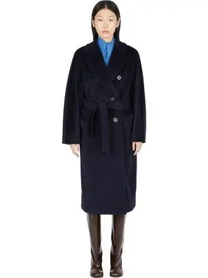 Max Mara Max Mara Madame 101801 Icon Coat In Wool And Cashmere Blend Blue