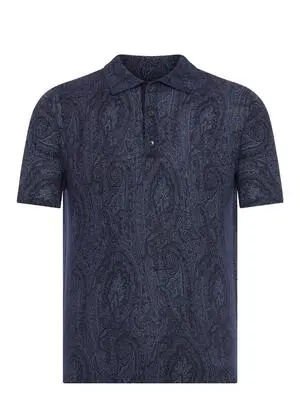 Etro Cotton Blend Polo Shirt With Floral Paisley Pattern - Multicolor