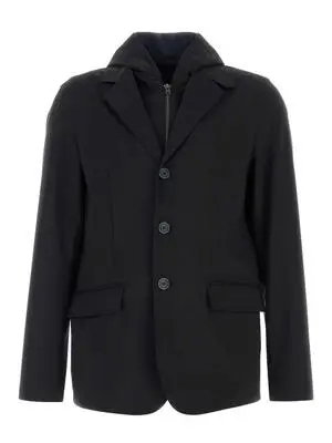 Herno Jersey Blazer With Hood - Black
