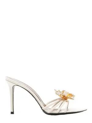 GIUSEPPE ZANOTTI GIUSEPPE ZANOTTI Open Toe Stiletto Heel Sandals With Floral Detail Cream