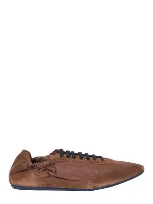 Prada Re-nylon And Suede Collapsible Sneakers - Brown