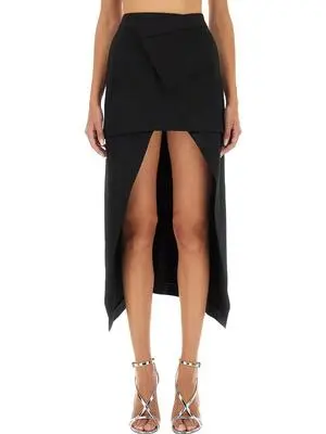 Alexander McQueen Asymmetrical Wool Skirt - Black