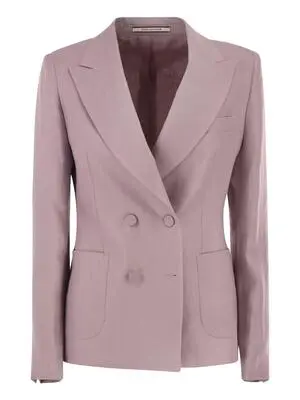 Tagliatore TAGLIATORE Double-Breasted Linen Blazer Pink