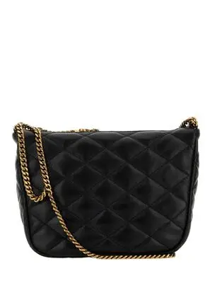 Saint Laurent Quilted Leather Crossbody Bag With Metal Chain - Black