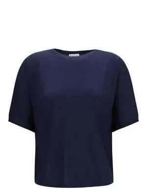 Brunello Cucinelli Short Sleeve Cashmere And Silk Sweater - Blue