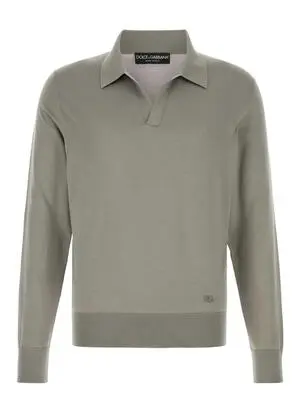 Dolce & Gabbana Grey Silk Polo Shirt - Gray