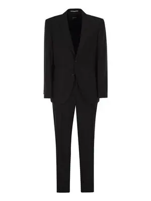 BOSS Regular Fit Suit In Wool And Elastane Blend - Black