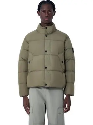 Stone Island Logo Patch Quilted Bomber Jacket - Green