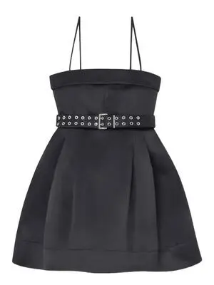 GANNI Spaghetti Strap Square Neck A-line Dress - Black