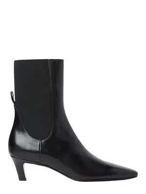TOTEME Mid Heel Pointed Toe Leather Boots - Black