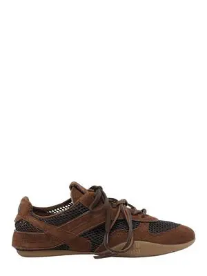 Miu Miu Miu Miu Suede Leather Lace-Up Sneakers - Made In Italy Brown