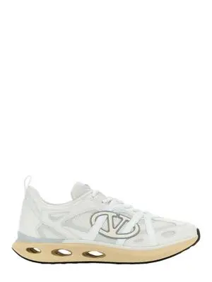 Valentino Garavani Leather And Fabric Vlogo Easyjog Sneakers - White
