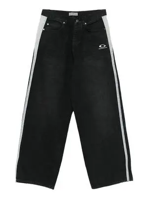 Balenciaga Wide-leg Jeans With Side Stripe Detail - Black