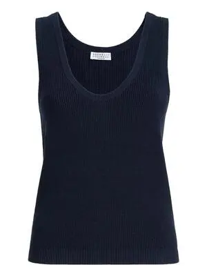 Brunello Cucinelli Ribbed Knit V-neck Vest - Multicolor