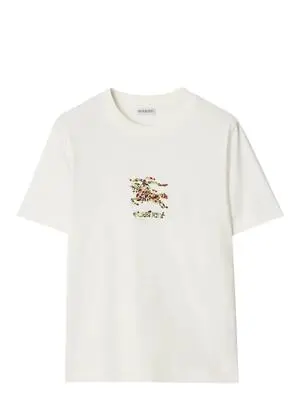 Burberry Frankie Ekd Flower Embroidered Cotton T-shirt - Multicolor