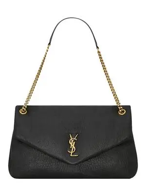 Saint Laurent Calypso Large Bag In Natural Grain Lambskin - Black