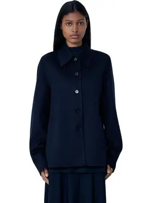 JIL SANDER Cashmere Single-breasted Coat - Blue