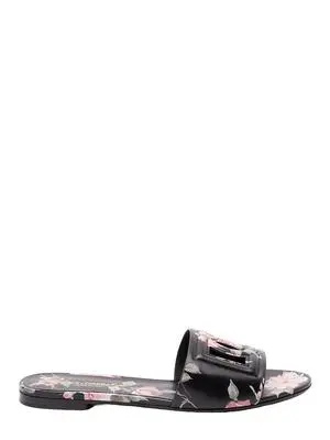 Dolce & Gabbana DOLCE & GABBANA Floral Print Calf Leather Slides Multicolor
