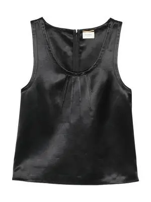 SAINT LAURENT SAINT LAURENT Sleeveless Black Top With Pleated Detail