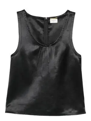 Saint Laurent SAINT LAURENT Sleeveless Black Top With Pleated Detail Black