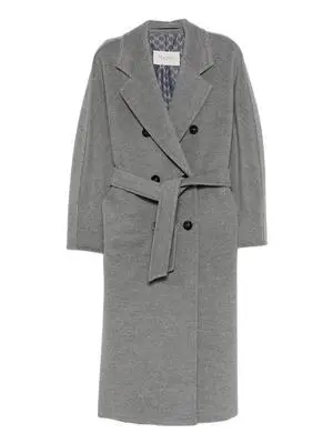 Max Mara Max Mara Double-Breasted Belted Coat Gray