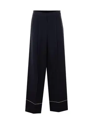Fendi Wool Silk High-waist Wide Leg Pleated Trousers - Black