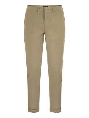 FAY Stretch Gabardine Slim Capri Trousers - Cream