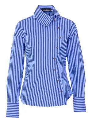 VIVIENNE WESTWOOD Bella Shirt Striped Long-sleeve Cotton Button-up - Blue