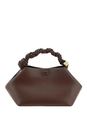GANNI GANNI Small Hexagonal Handbag With Braided Top Handle And Butterfly Applique Brown