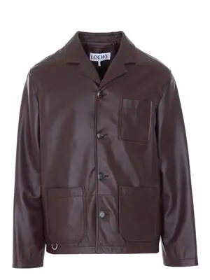 Loewe Leather Workwear Jacket - Brown