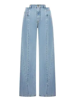 MAISON MARGIELA Maison Margiela Wide Leg Denim Jeans With Cut-Out Detail Multicolor